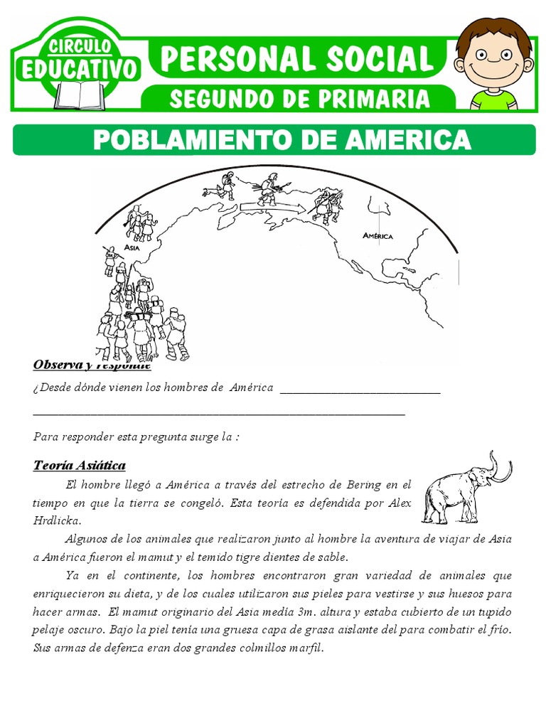 Poblamiento de América para Segundo de Primaria | PDF