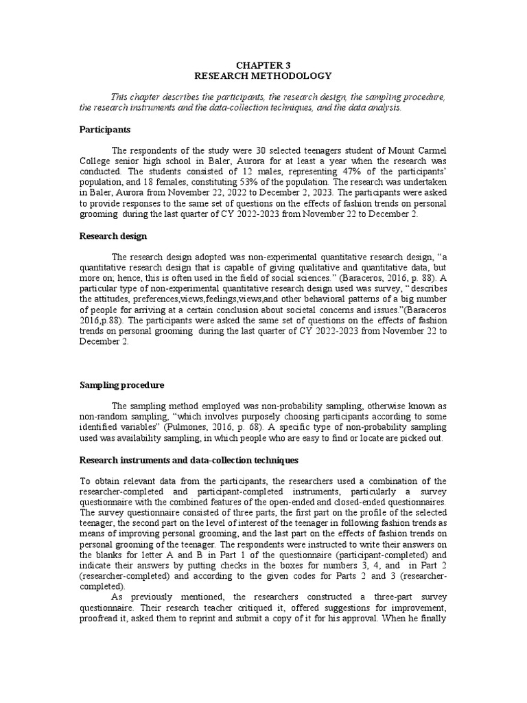 Chapter 3 | PDF | Questionnaire | Survey Methodology