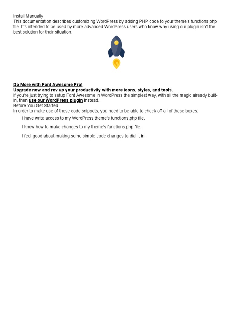 Install Manually - Font Awesome Docs | PDF | Word Press | Computing