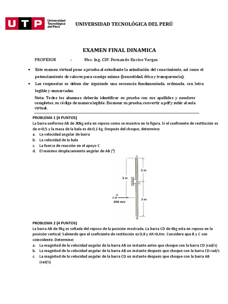 Examen Final 3 | PDF | Oscilación | Fuerza