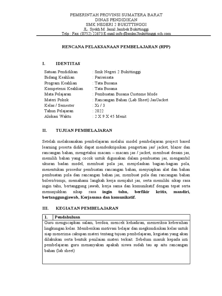 Cover RPP 1 (JAS - XI) | PDF