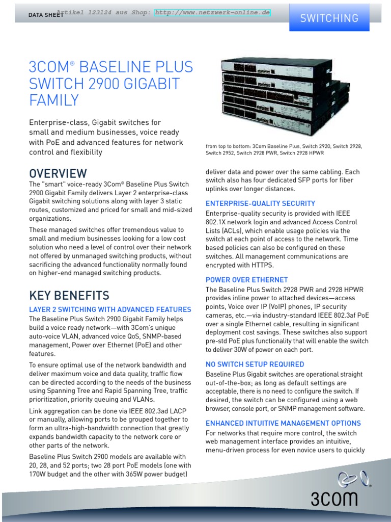 3com Switch 3CRBSG5293 2900 Family-123124 | PDF | Network Switch ...