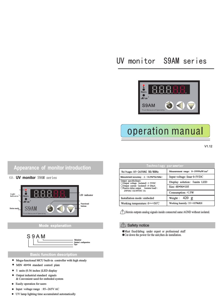S9AM Operation Manual | PDF | Parameter (Computer Programming) | Light Emitting Diode