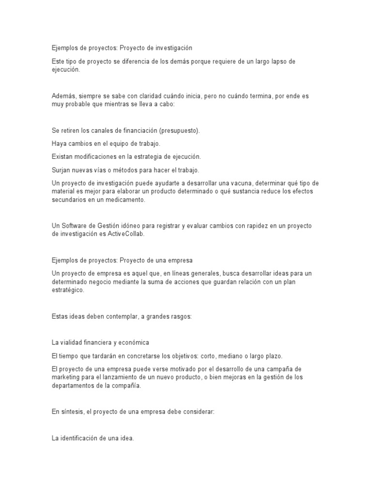 Ejemplos de Proyectos | PDF