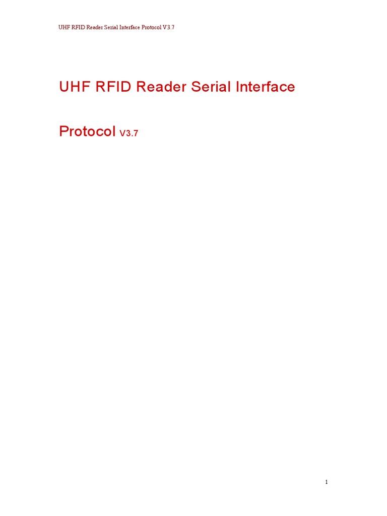 UHF RFID Reader Serial Interface - V3.7 | PDF | Radio Frequency ...