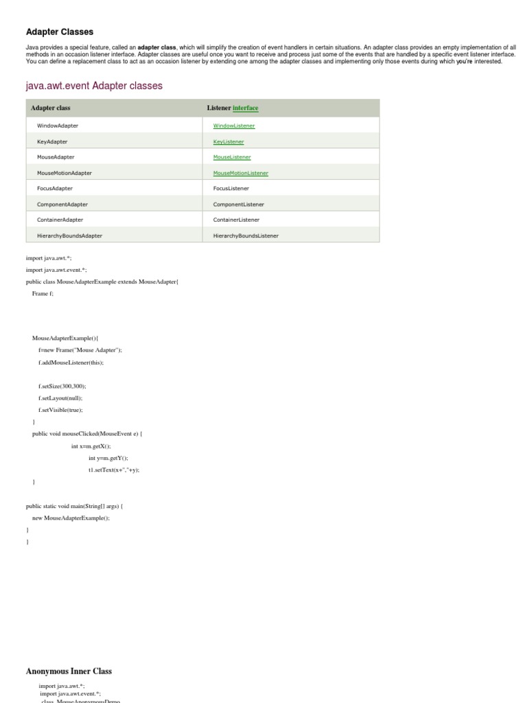 Adapter Classes | PDF | Class (Computer Programming) | Models Of ...