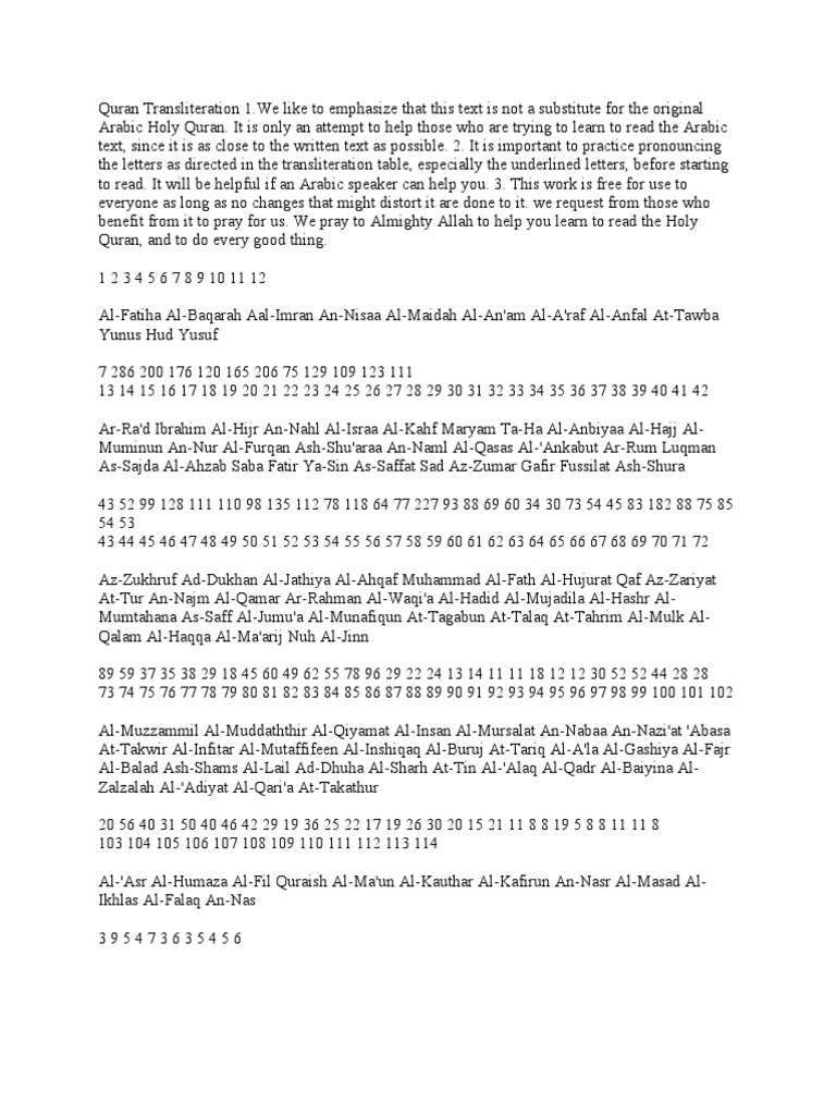 Quran Transliteration Guide | PDF | Business