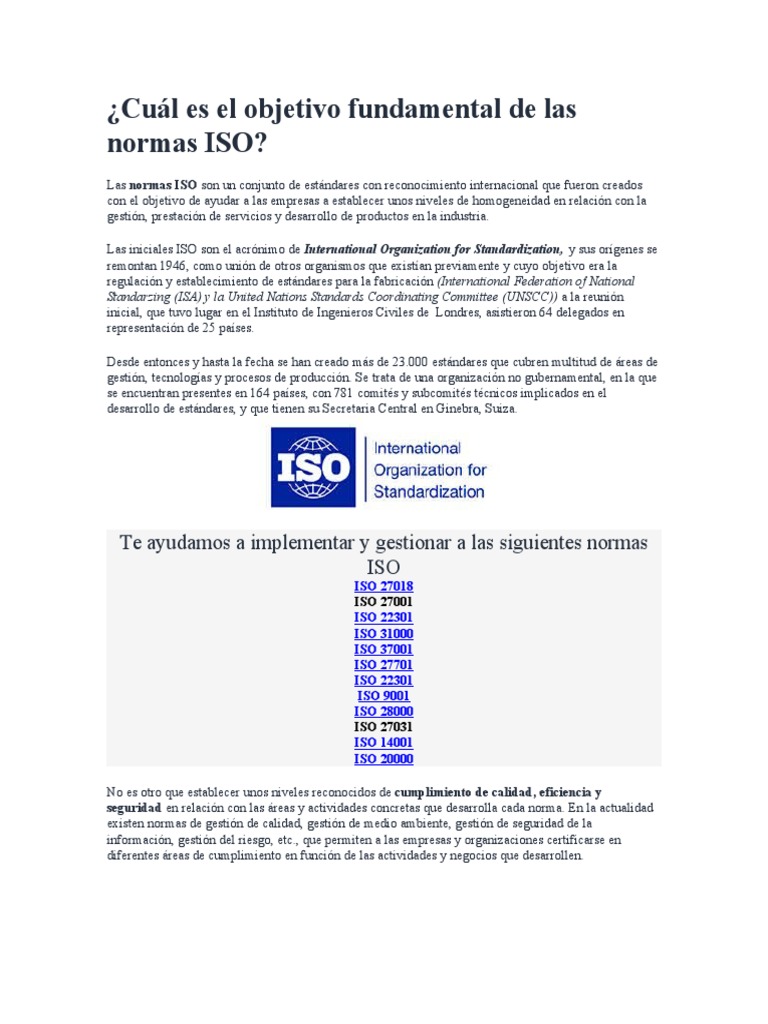 Normas ISO | PDF | Iso 9000 | Calidad (comercial)