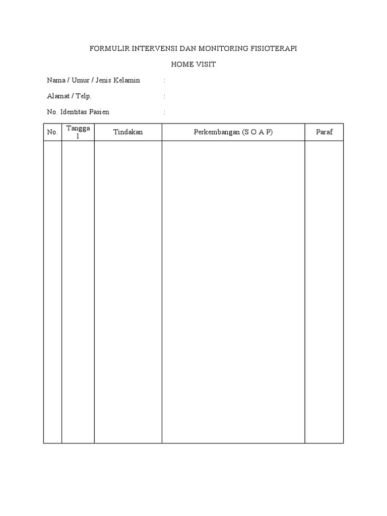 Formulir Intervensi Dan Monitoring Fisioterapi | PDF