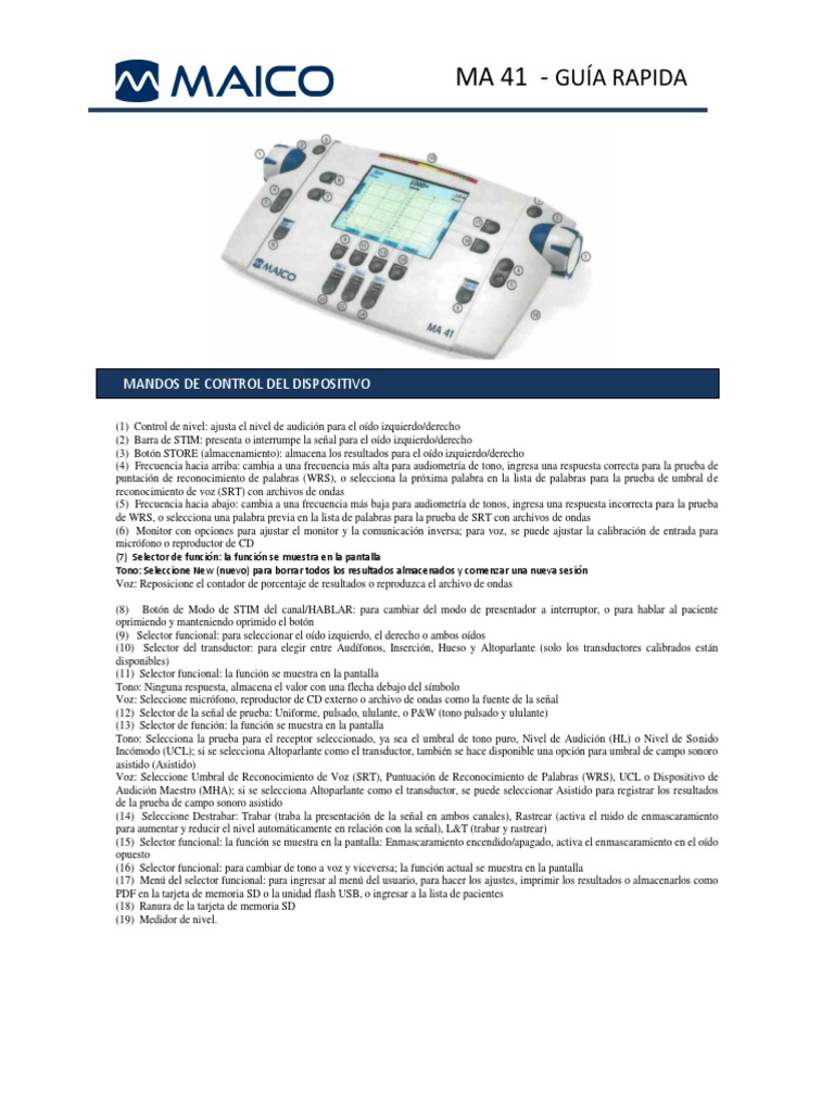 MAICO MA 41 Guia Rapida | PDF | Informática | Bienes manufacturados