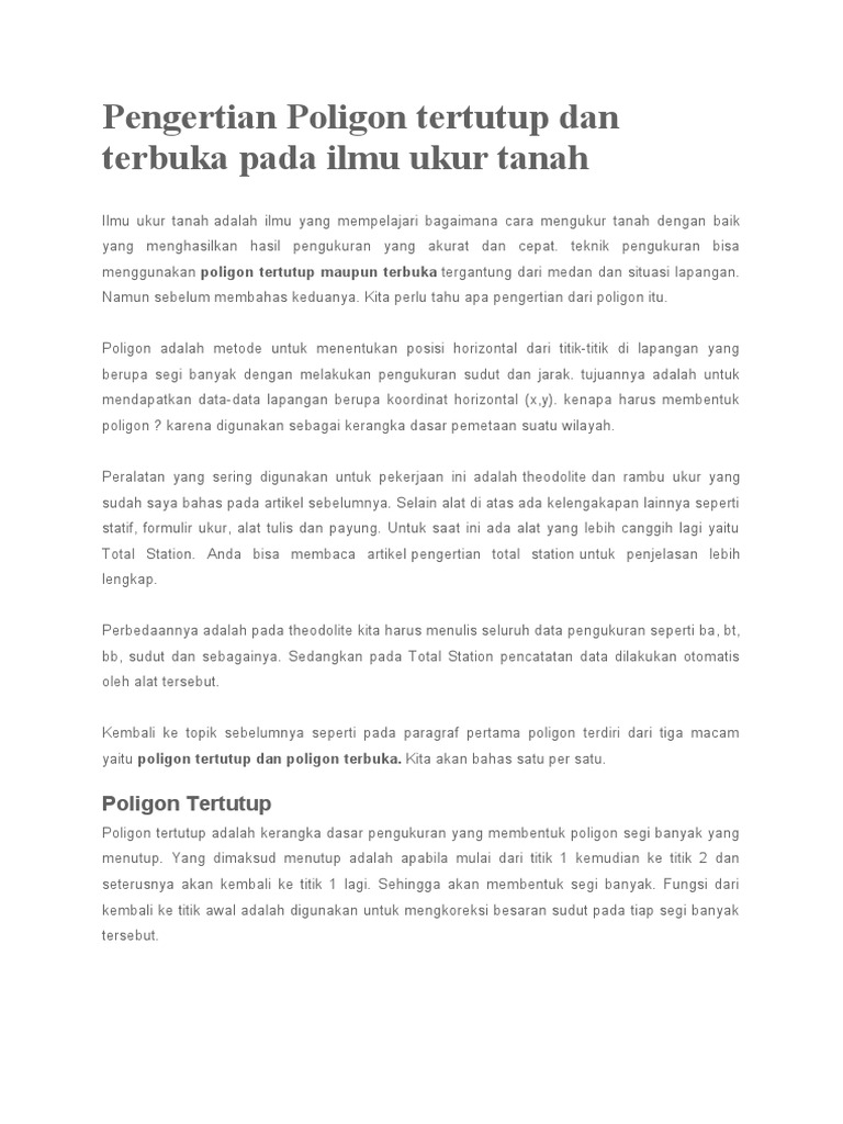 Pengertian Poligon Terbuka dan Tertutup | PDF