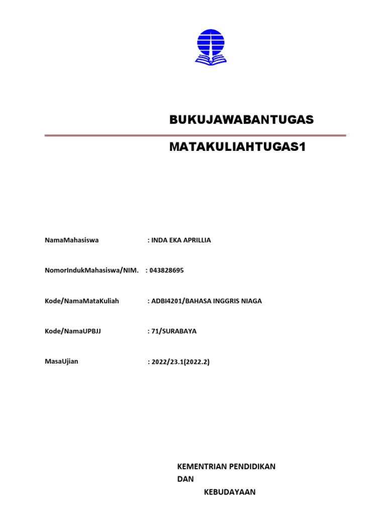 Inda Eka Aprillia 043828695 71 Surabaya Jawaban TMK Adbi4201 Bahasa Inggris Niaga | PDF ...