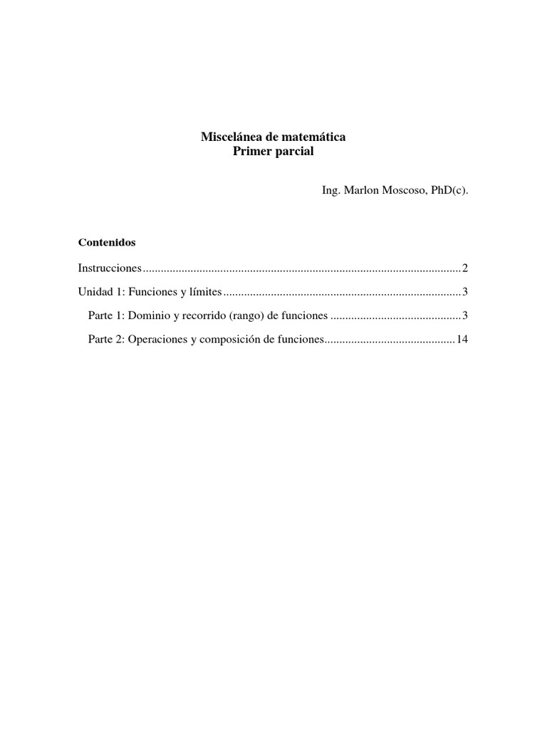 Miscelanea de Matematica (Primer Parcial) | PDF