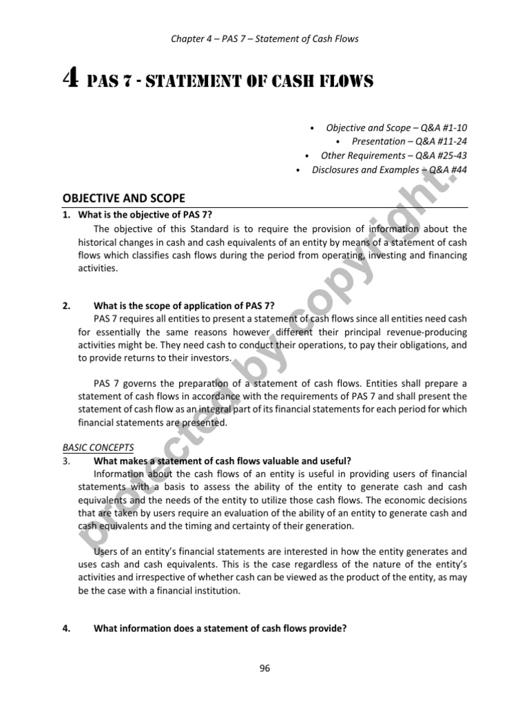 Chapter 4 PAS 7 Statement of Cash Flows | PDF | Dividend | Cash Flow ...