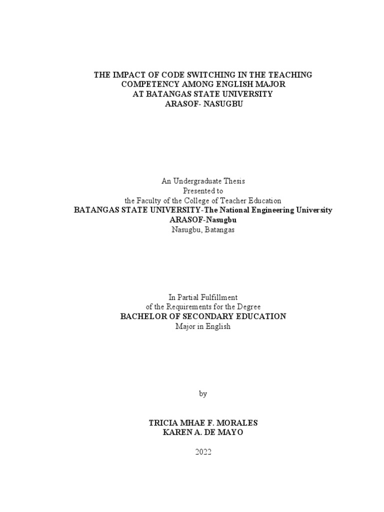 BASIS 7 THESIS-Chapter-1-3 | PDF | Multilingualism | Teaching Method