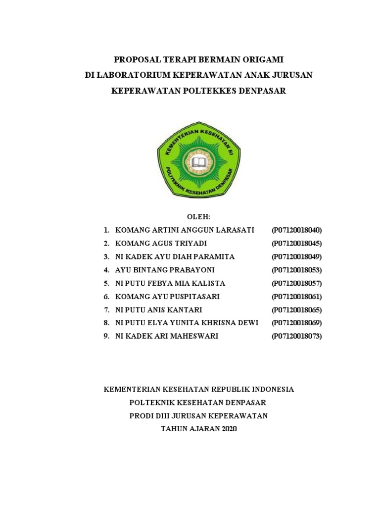 Proposal Terapi Bermain Origami 2.2 | PDF | Pengembangan Diri | Kesehatan Holistik