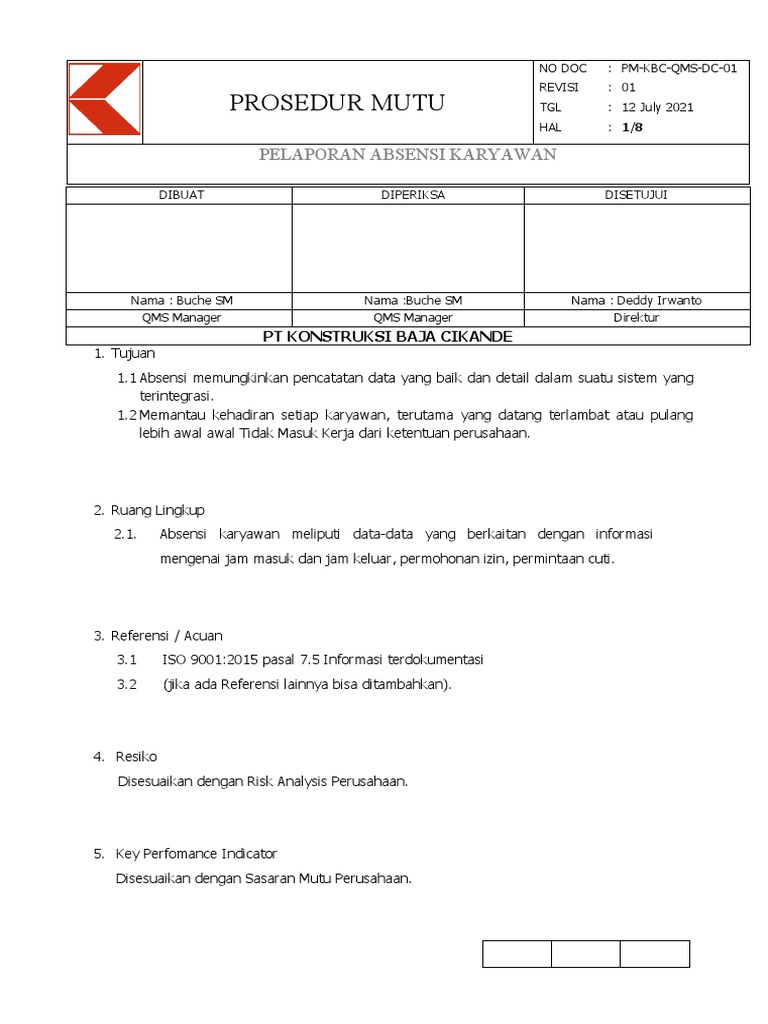 SOP Absensi Karyawan1 | PDF