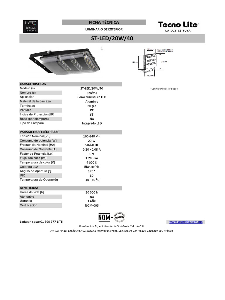 ST Led 20w 40 Ficha Tecnicas | PDF