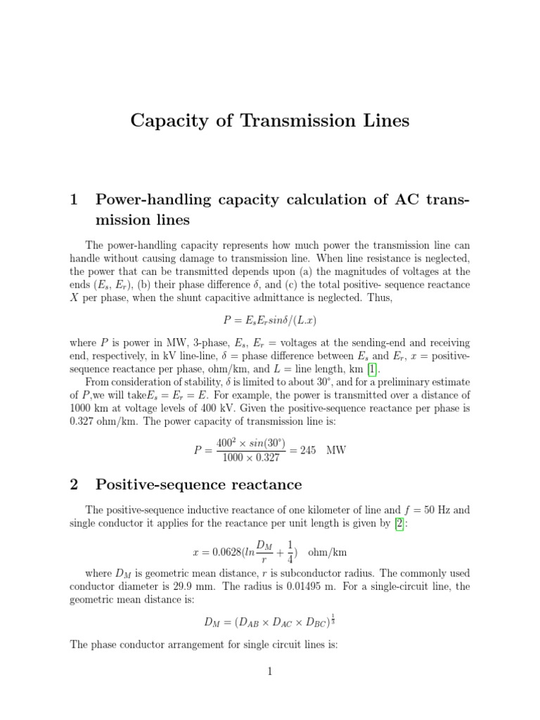 EnergyProject Capacity of Transmission Lines | PDF | Electric Power ...