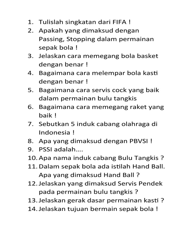 Singkatan dan Teknik Olahraga Dasar | PDF