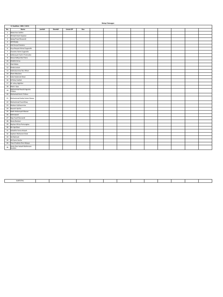 Rekap Tabungan Siswa DKV | PDF