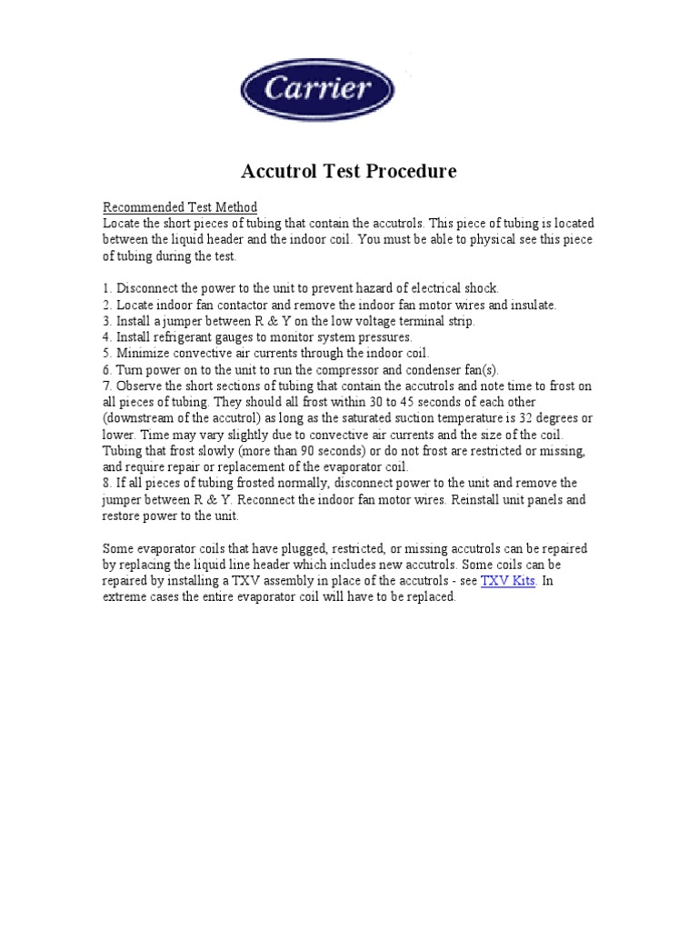 Accutrol Test Procedure | PDF