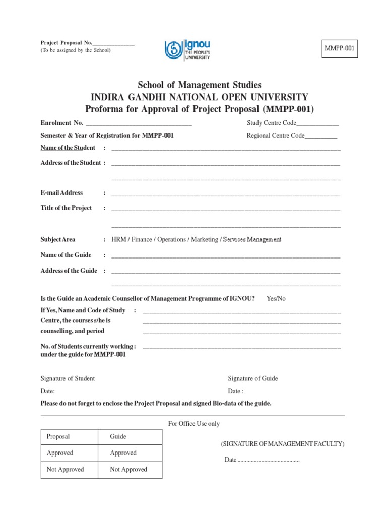 IGNOU MMPP-001 Project Proposal Form | PDF