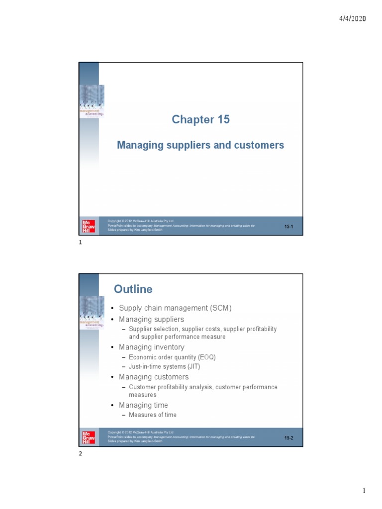 ch15 - Management - Accounting - 6e-Managing Supplier and Customers ...