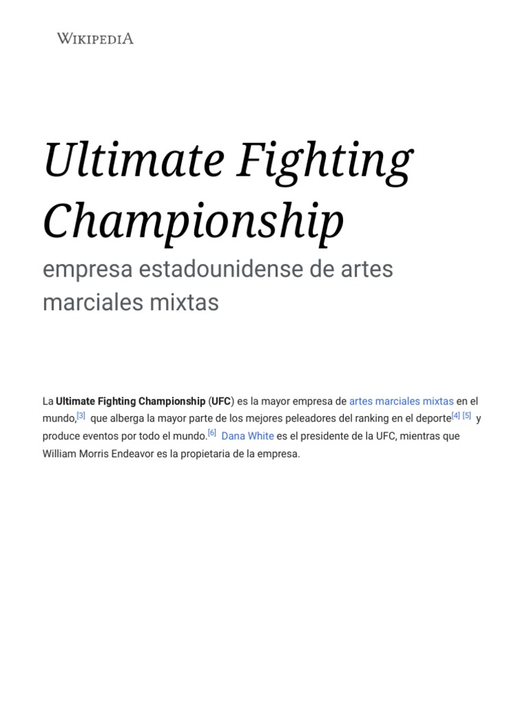 Ultimate Fighting Championship - Wikipedia, La Enciclopedia Libre | PDF ...