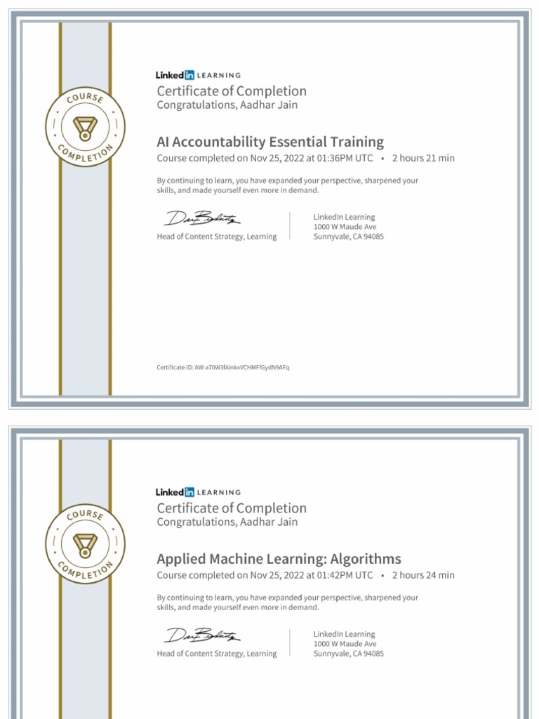 Ip Certificate Aadhar Jain - Btech Aiml | PDF