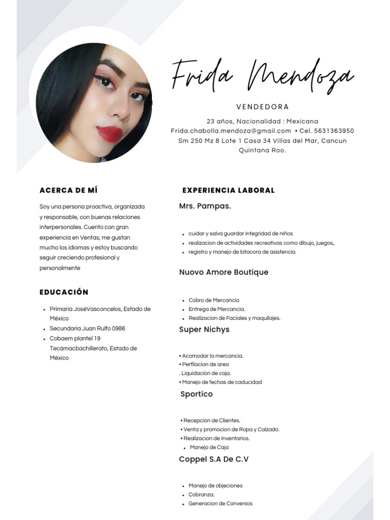 Curriculum Mujer Profesional Moderno Original y Sencillo | PDF Curriculum Mujer Profesional Moderno Original y Sencillo | PDF