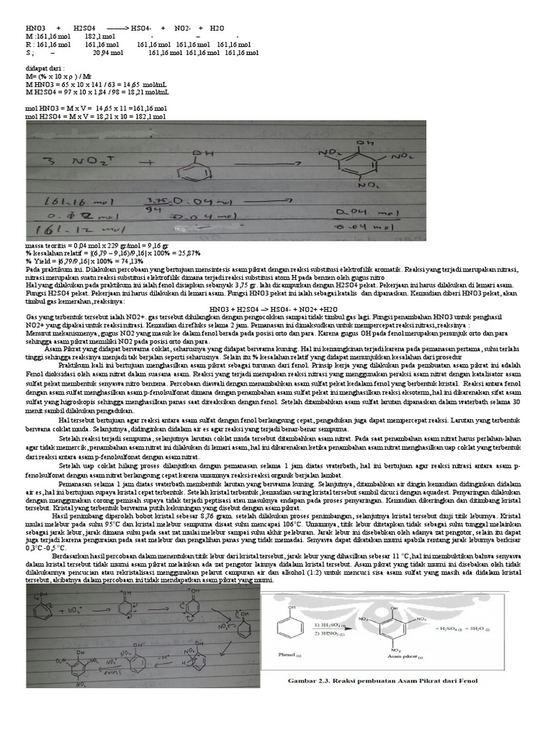 Sintesis Asam Pikrat dari Fenol melalui Reaksi Nitrasi | PDF