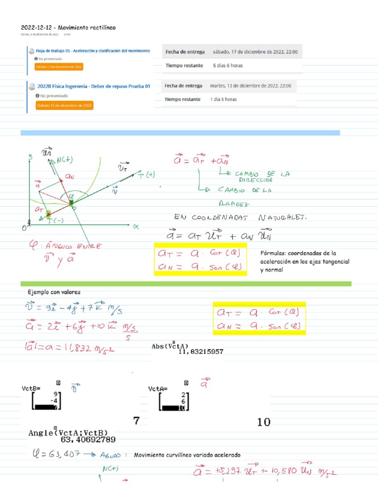2022B Física GR17 2022-12-12 - Movimiento Rectilíneo | PDF