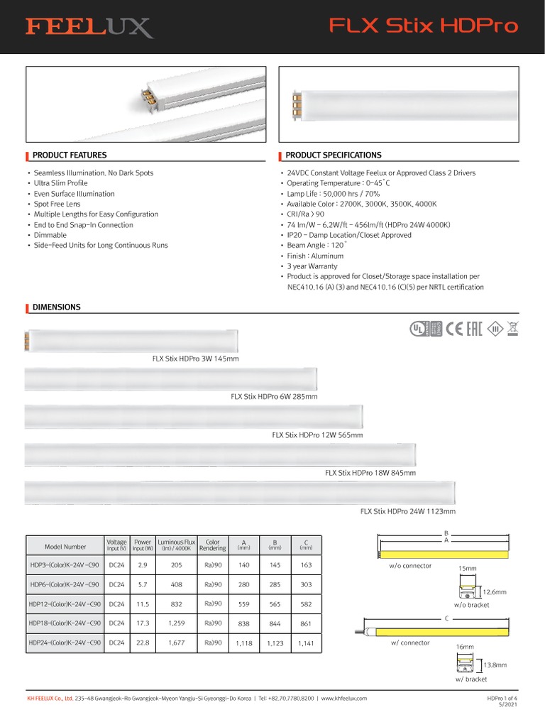 FLX Stix HDPro SpacSheet 1670833174 | PDF | Lighting | Distributor