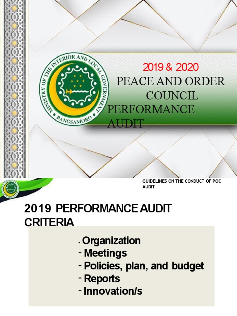 Peace and Order Council Performance Audit | PDF | Audit | Business