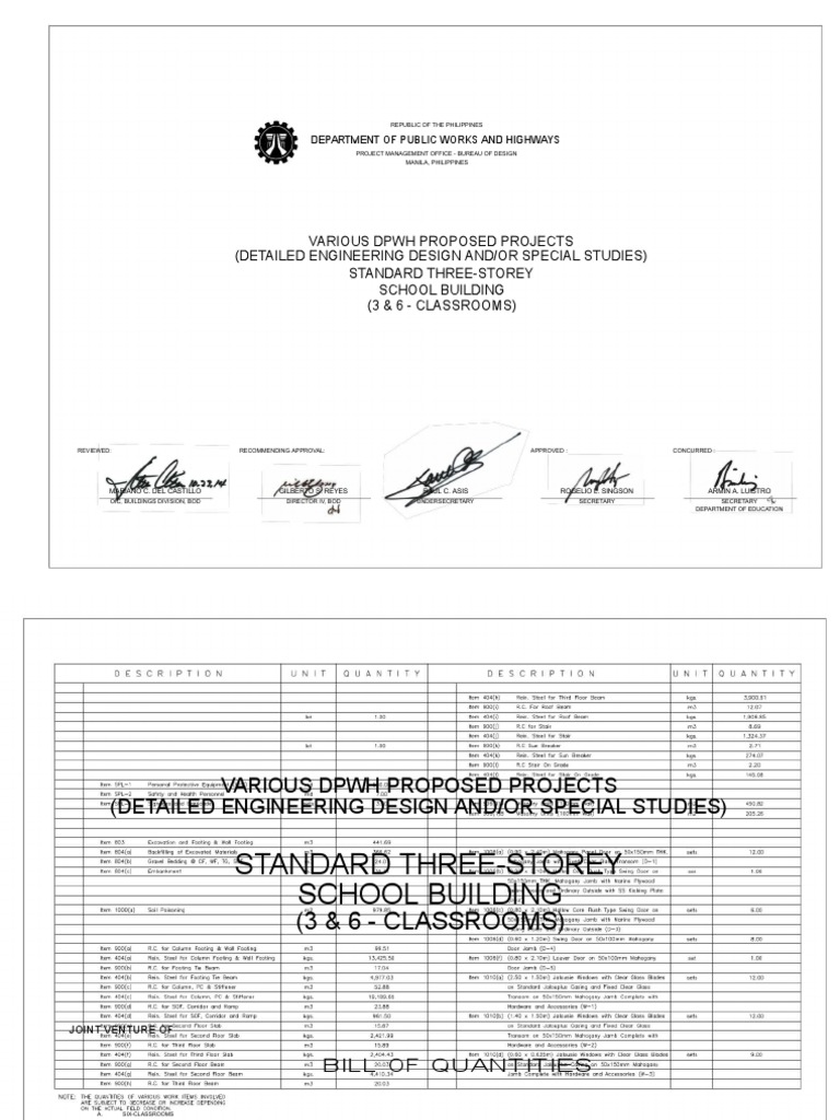 DPWH Standard Three-Storey Building | PDF | Building Engineering ...