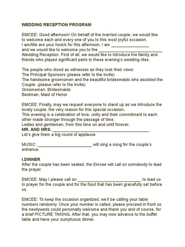 Program Script - Golden Wedding | PDF