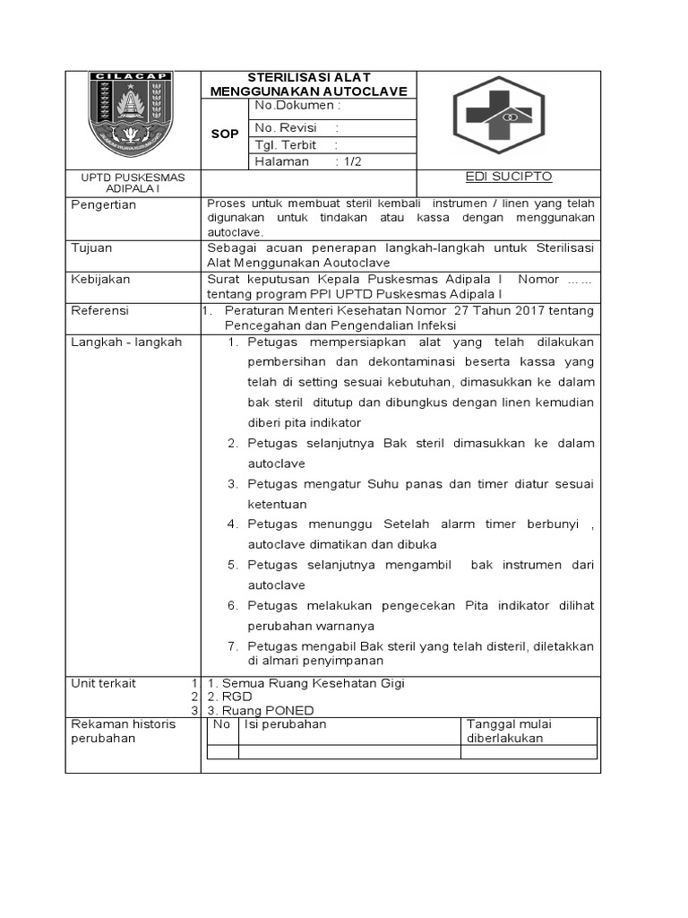 Sop Sterilisasi Alat Menggunakan Aoutoclave | PDF
