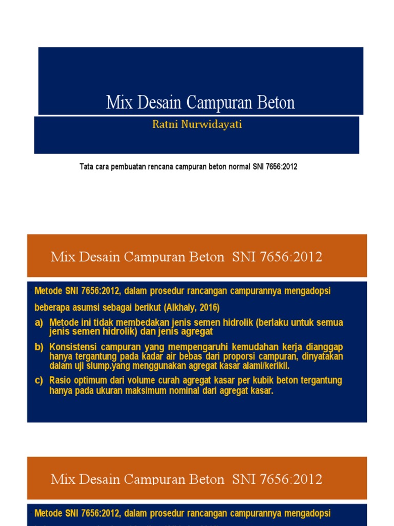 Minggu 14 Mix Desain Campuran Beton Normal-SNI 76562012 | PDF Minggu 14 Mix Desain Campuran Beton Normal-SNI 76562012 | PDF