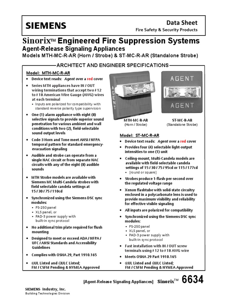 Siemens MTH Horn Strobe | PDF | Equipment | Electricity