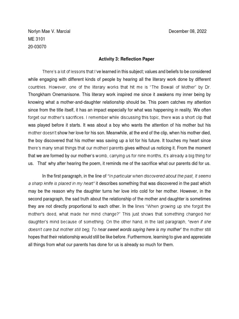 Reflection Paper | PDF