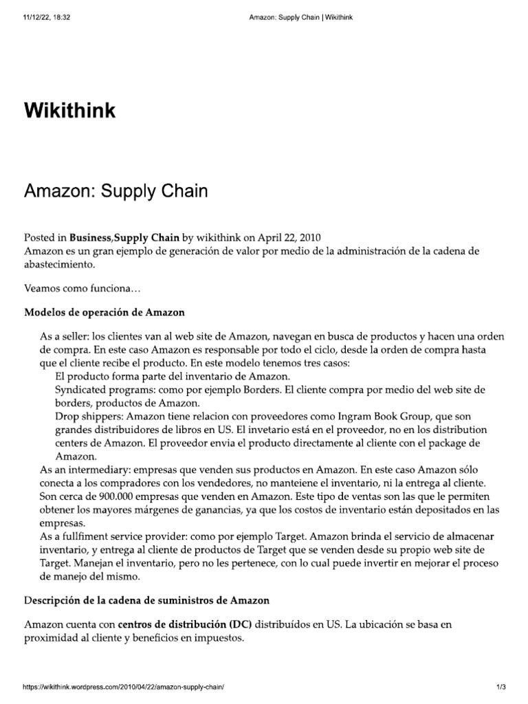 Amazon Supply Chain | PDF
