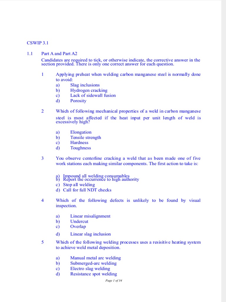 CSWIP 3.1 Welding Exam Prep | PDF | Construction | Welding
