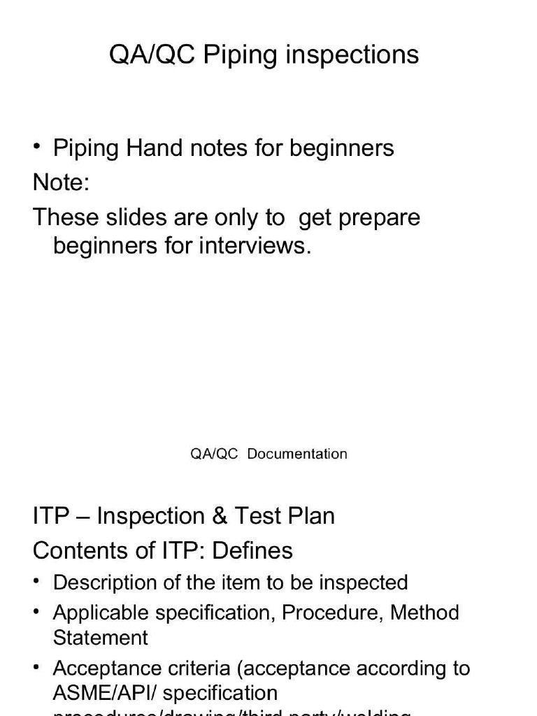 Qa QC Piping Inspector | PDF
