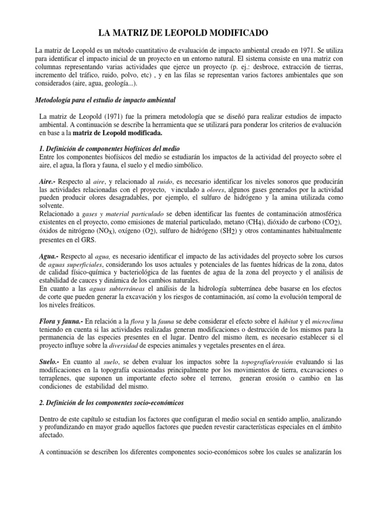 Idoc - Pub - La Matriz de Leopold Modificado | PDF | Entorno natural | Agua subterránea