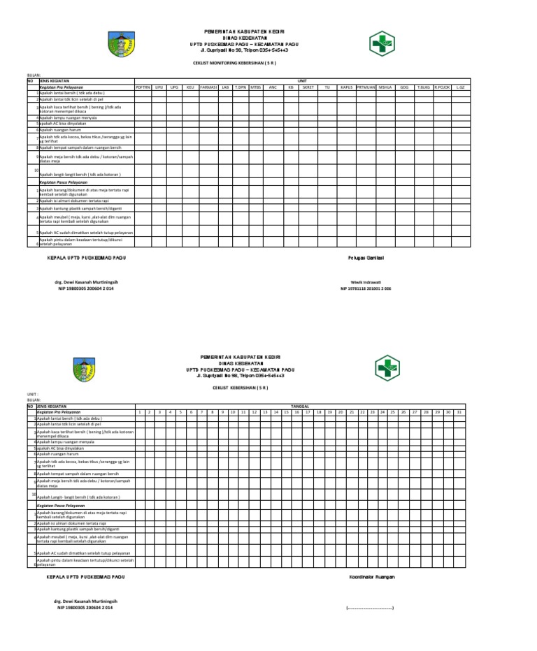 Checklist 5R Supervisi | PDF