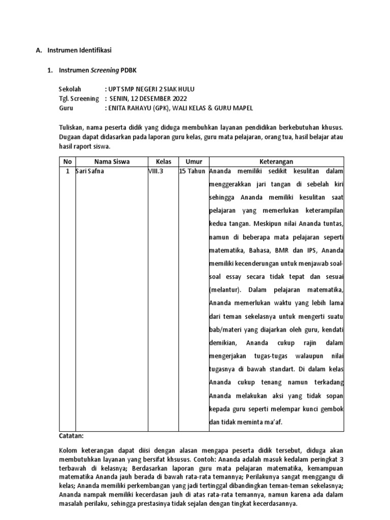 Enita-Rahayu Instrumen-Identifikasi PDBK | PDF
