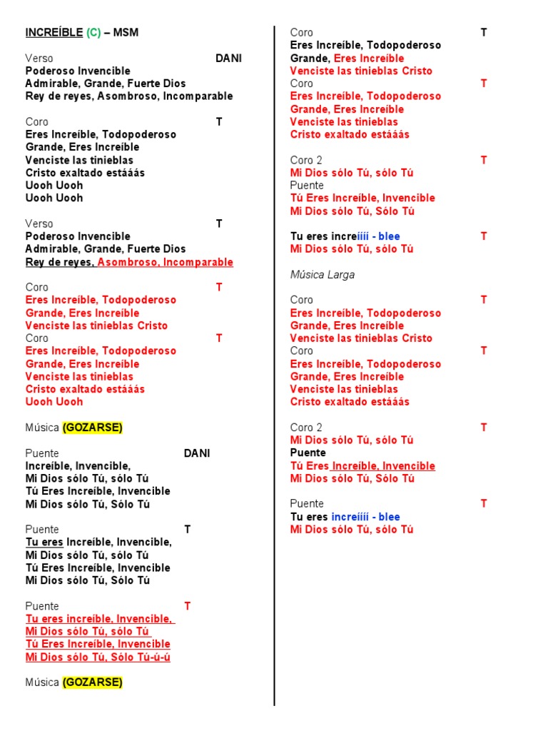 Letras - Set List # 101 | PDF