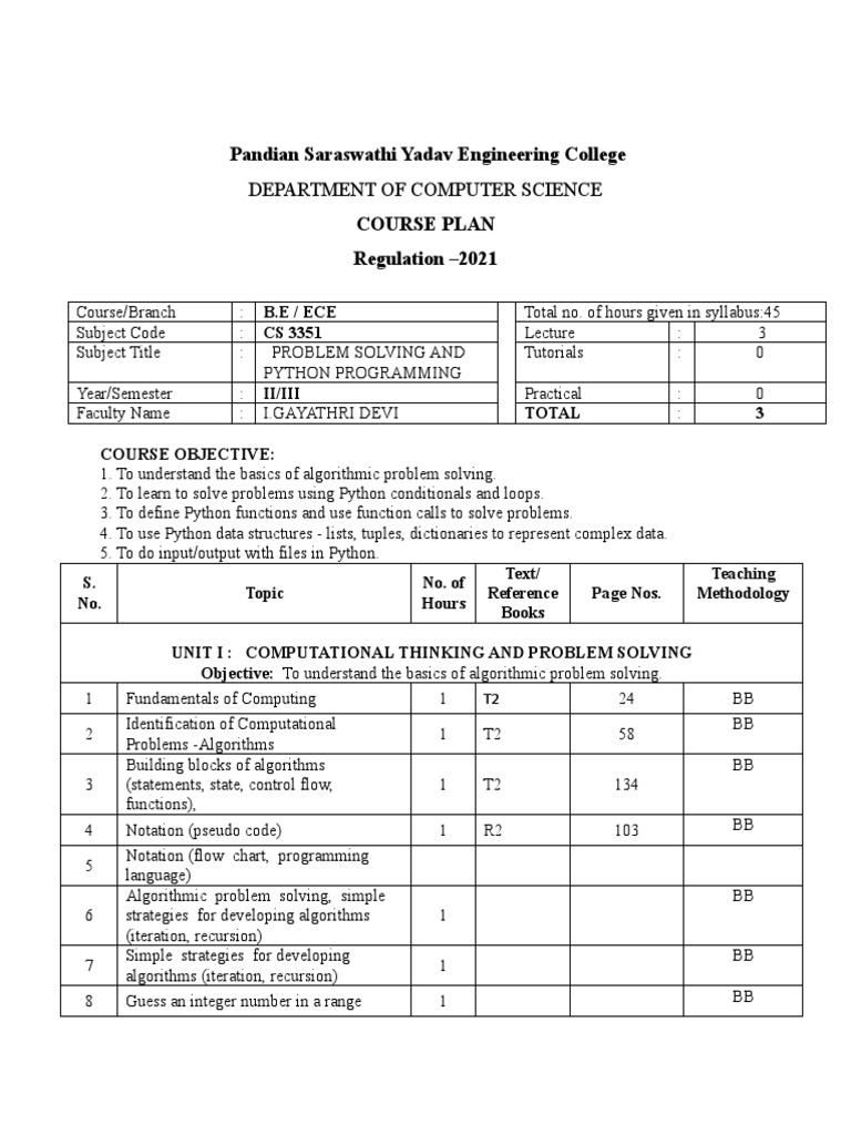 Python Lesson Plan Pdf Control Flow Software Engineering 7367