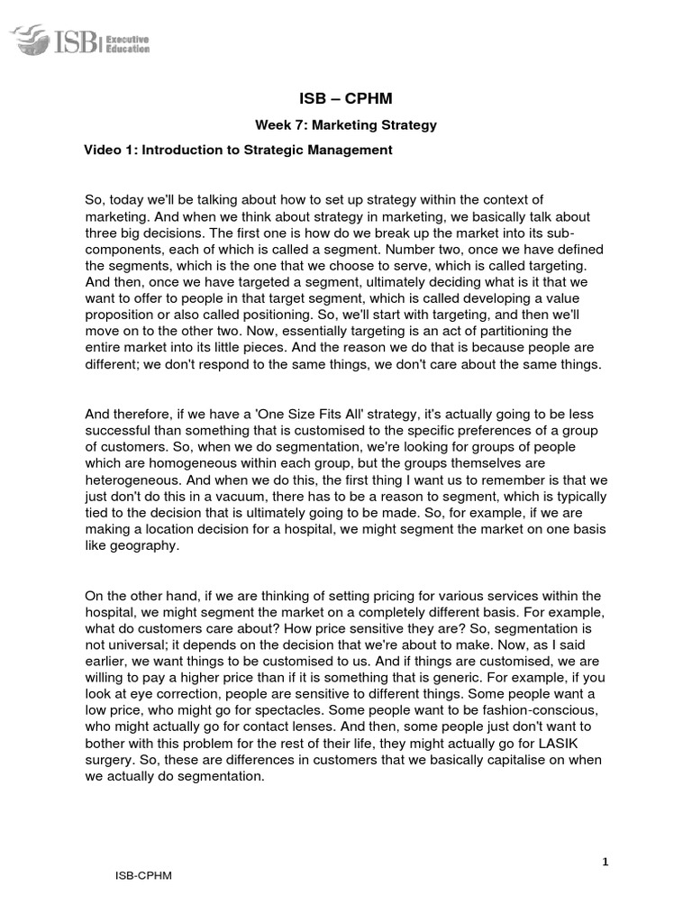 ISB CPHM Week7 Video Transcripts | PDF | Brand | Pricing